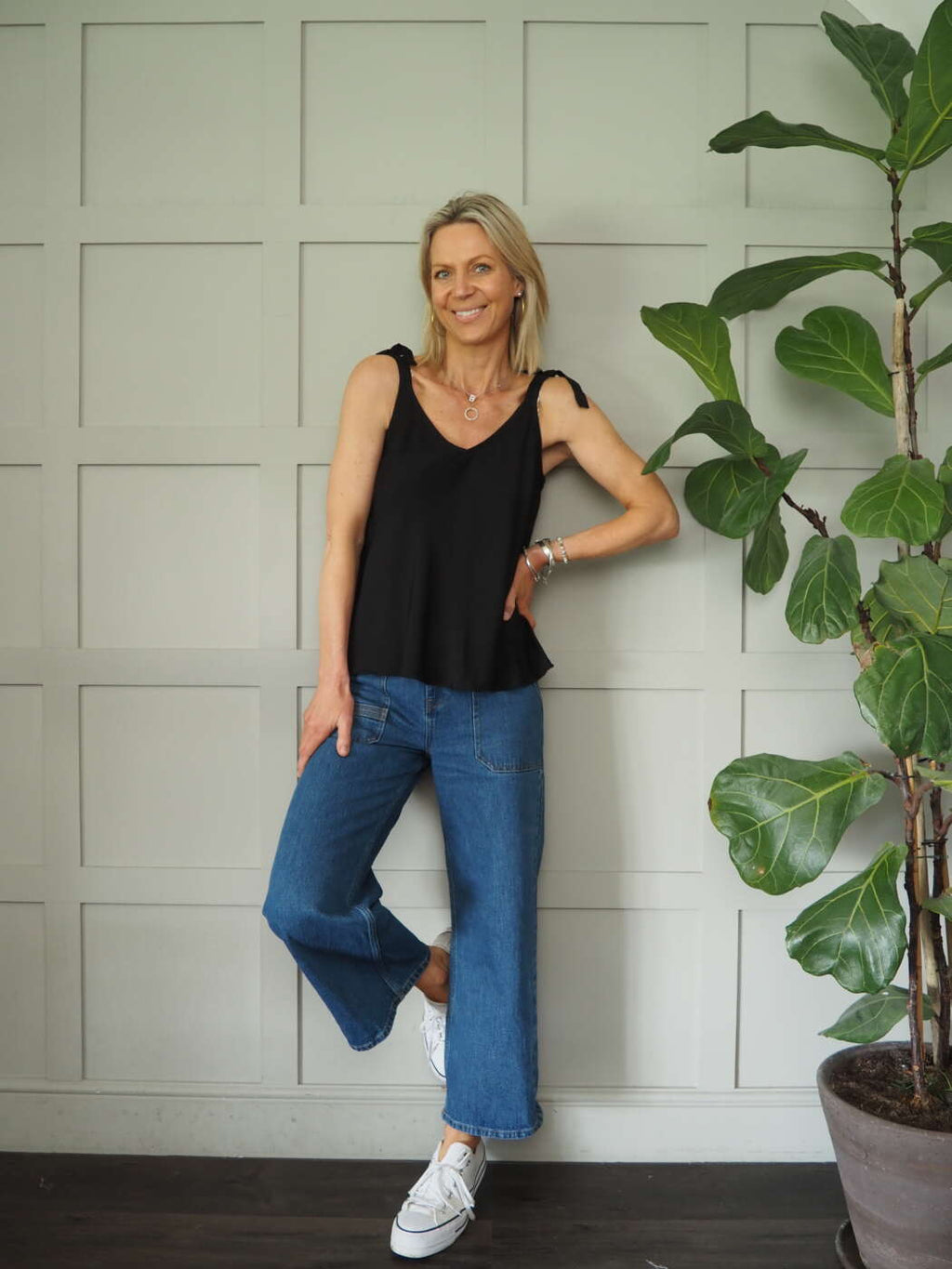 Winnette Tie Strap Camisole - Black, Champagne, Dusty Rose – Bricks ...