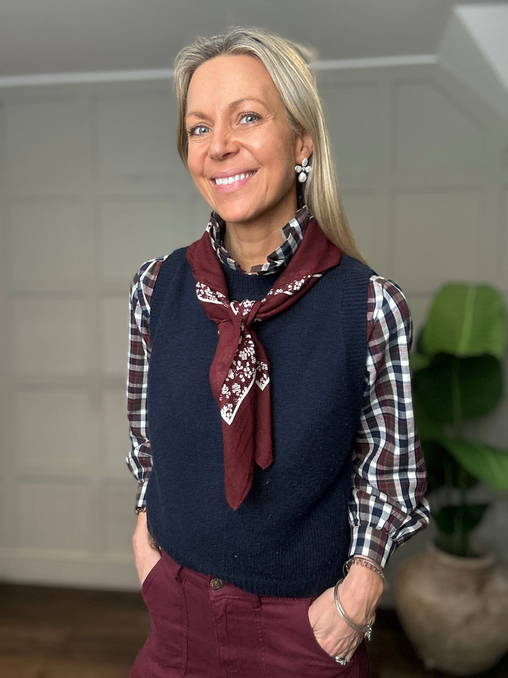 Loui Cotton Scarf by Part Two - Burgundy/Off White – Bricks & Stitches